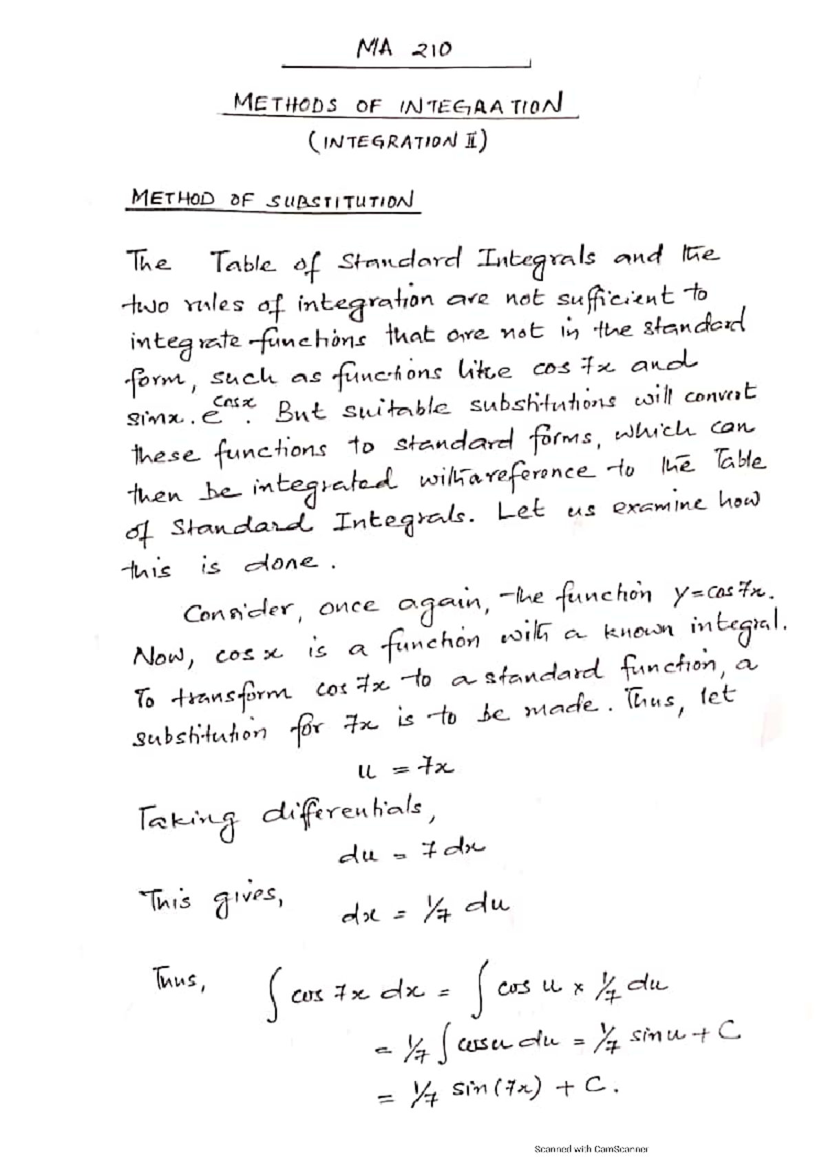 MA 210 08-04-20 integral method - Engineering Mathematics - Studocu