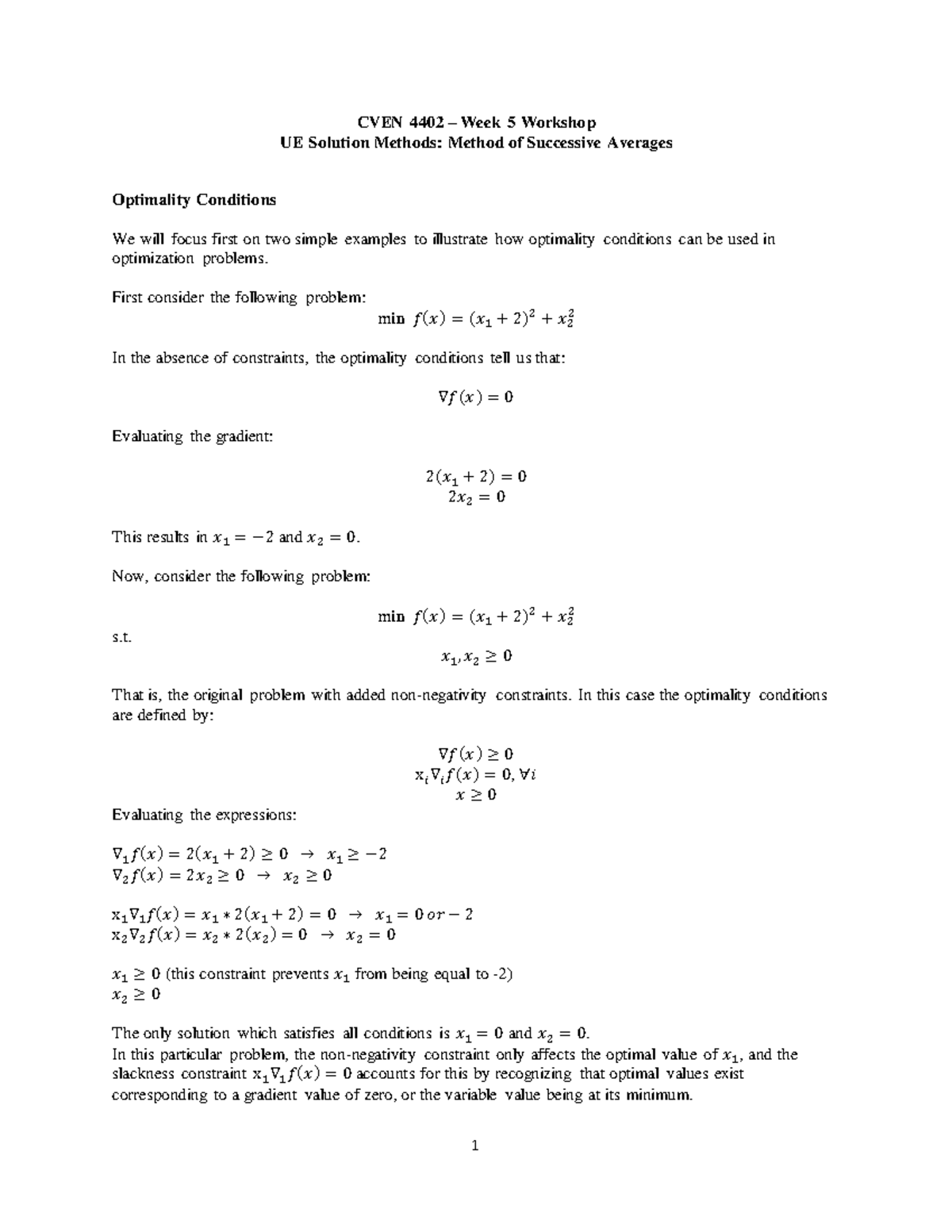 CVEN4402 Week 5 Workshop Questions - 1 CVEN 4402 – Week 5 Workshop UE Solution Methods: Method ...