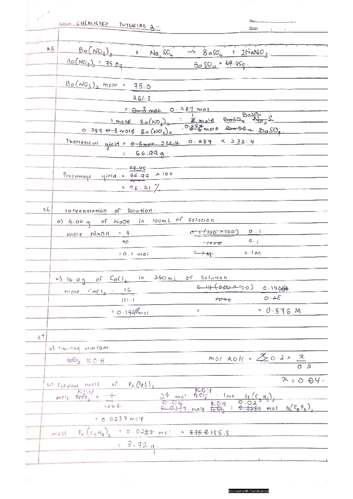 Chemistry Tutorial 3 CHM096 - Foundation Chemistry I - Studocu