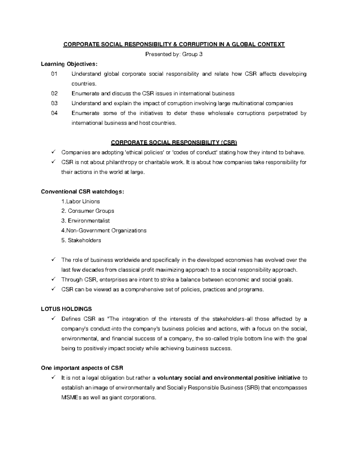 Corporate Social Responsibilityand Corruptionina Global Context ...