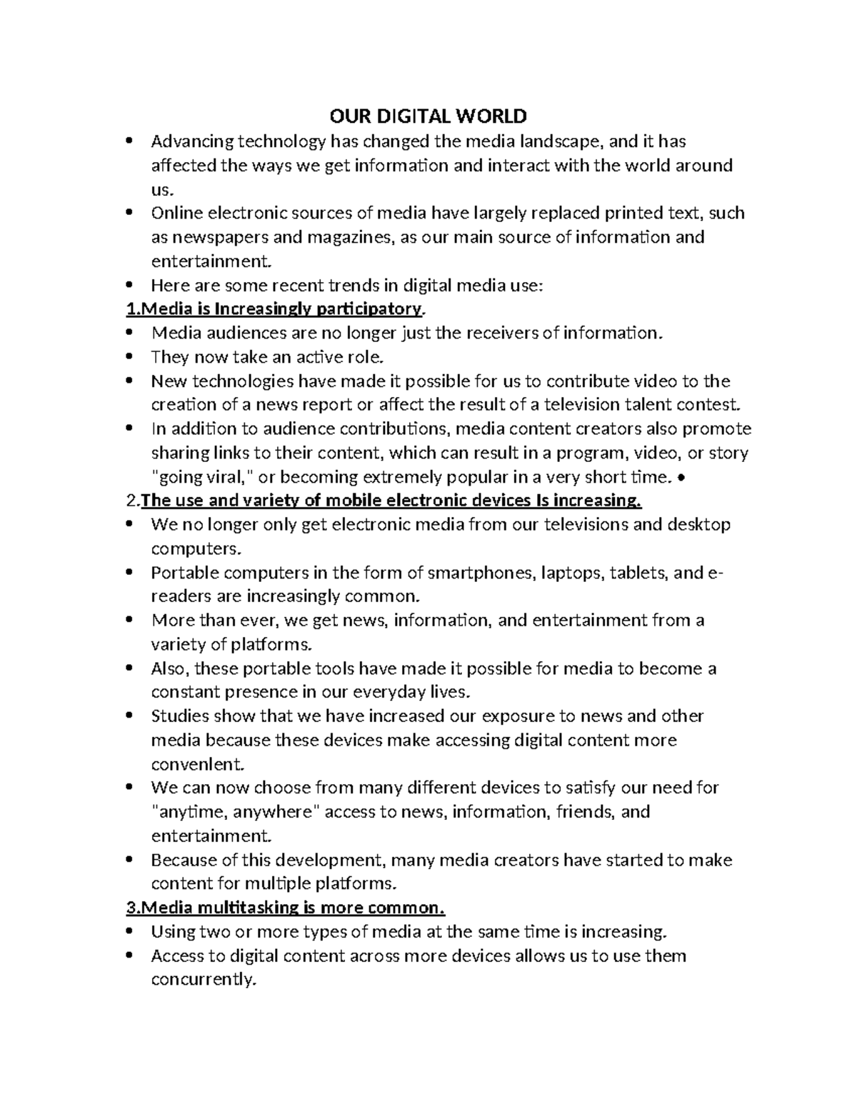 OUR Digital World - - Studocu