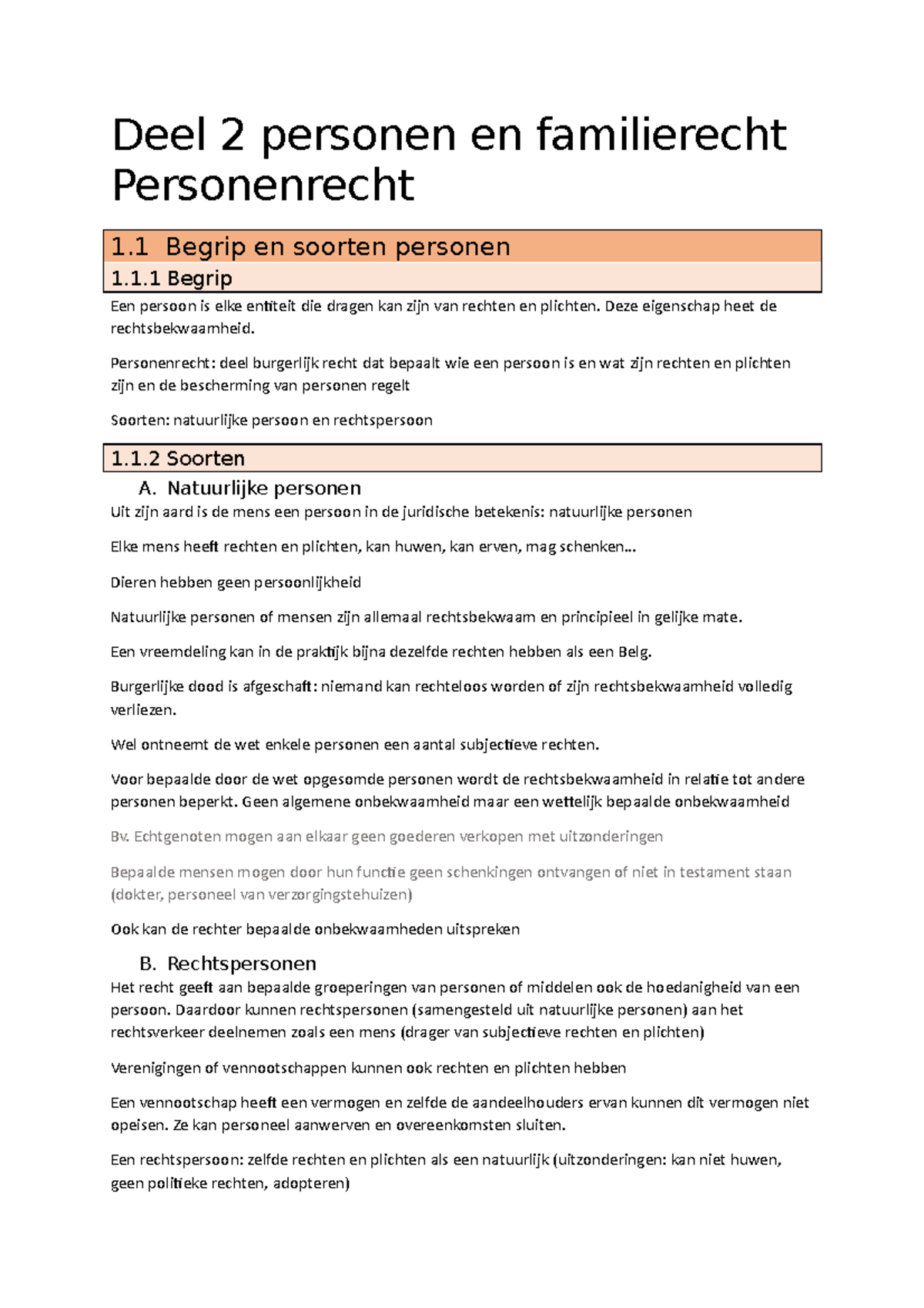 Deel 2 personenrecht - Samenvatting Recht - Deel 2 personen en ...