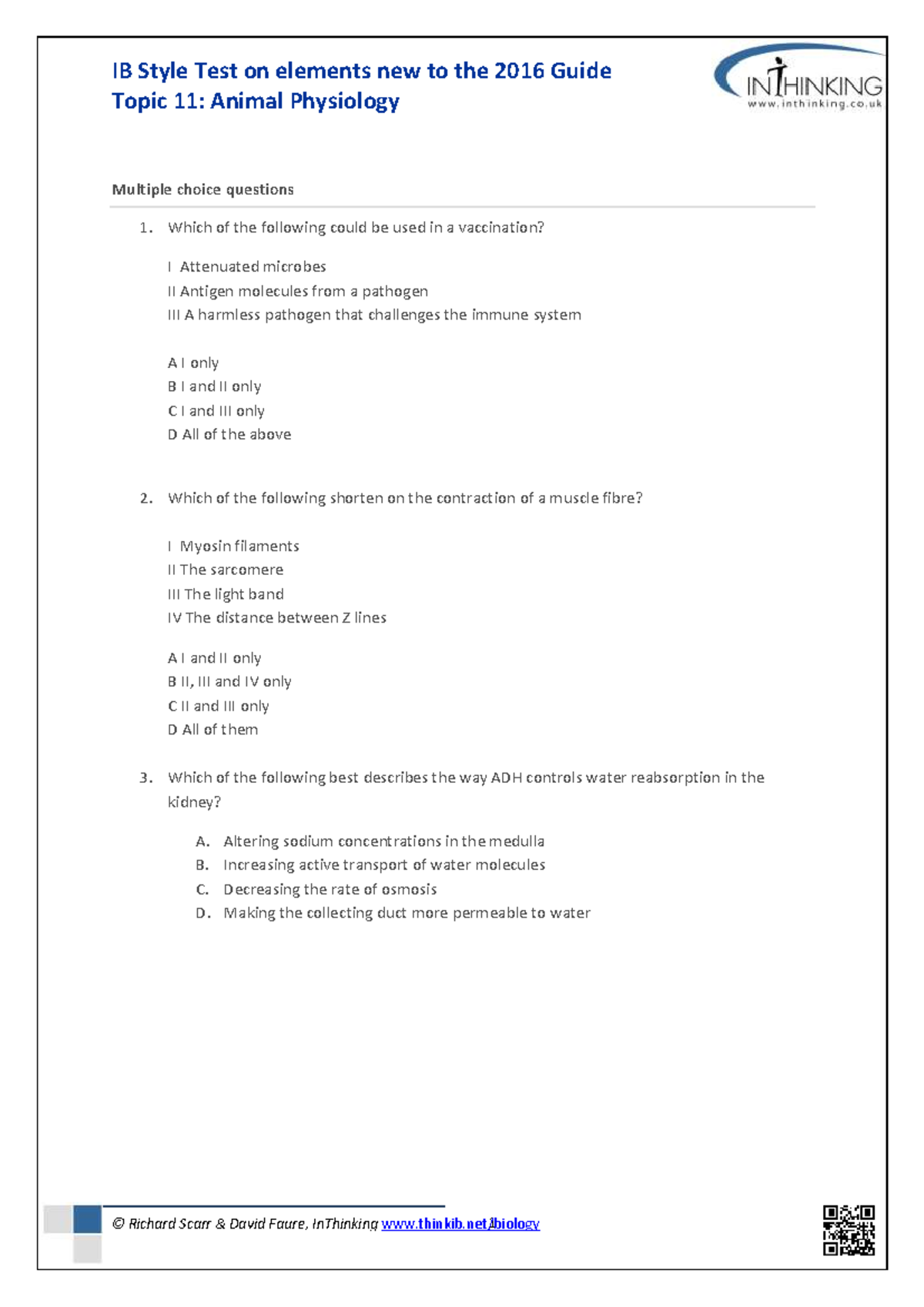 Animal physiology practice test (topic 11) - Topic 11: Animal ...