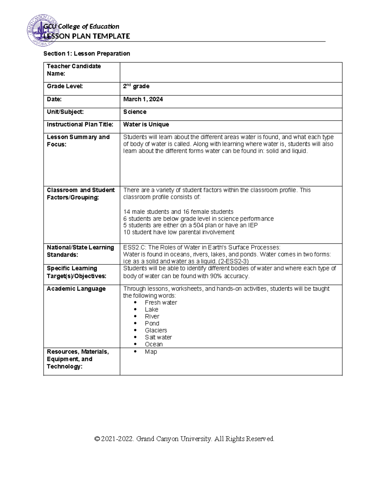 T6-Science Lesson Plan - LESSON PLAN TEMPLATE Section 1: Lesson ...