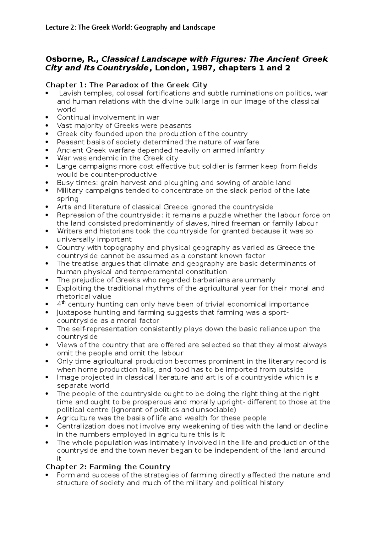 Lecture 2 Core Reading - Lecture 2: The Greek World: Geography and ...