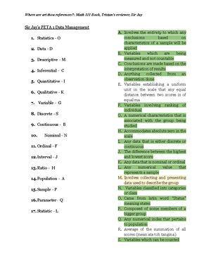 WEEK 5- Mathm 111 - MATHEMATICS AS A TOOL: Data Management, Data ...