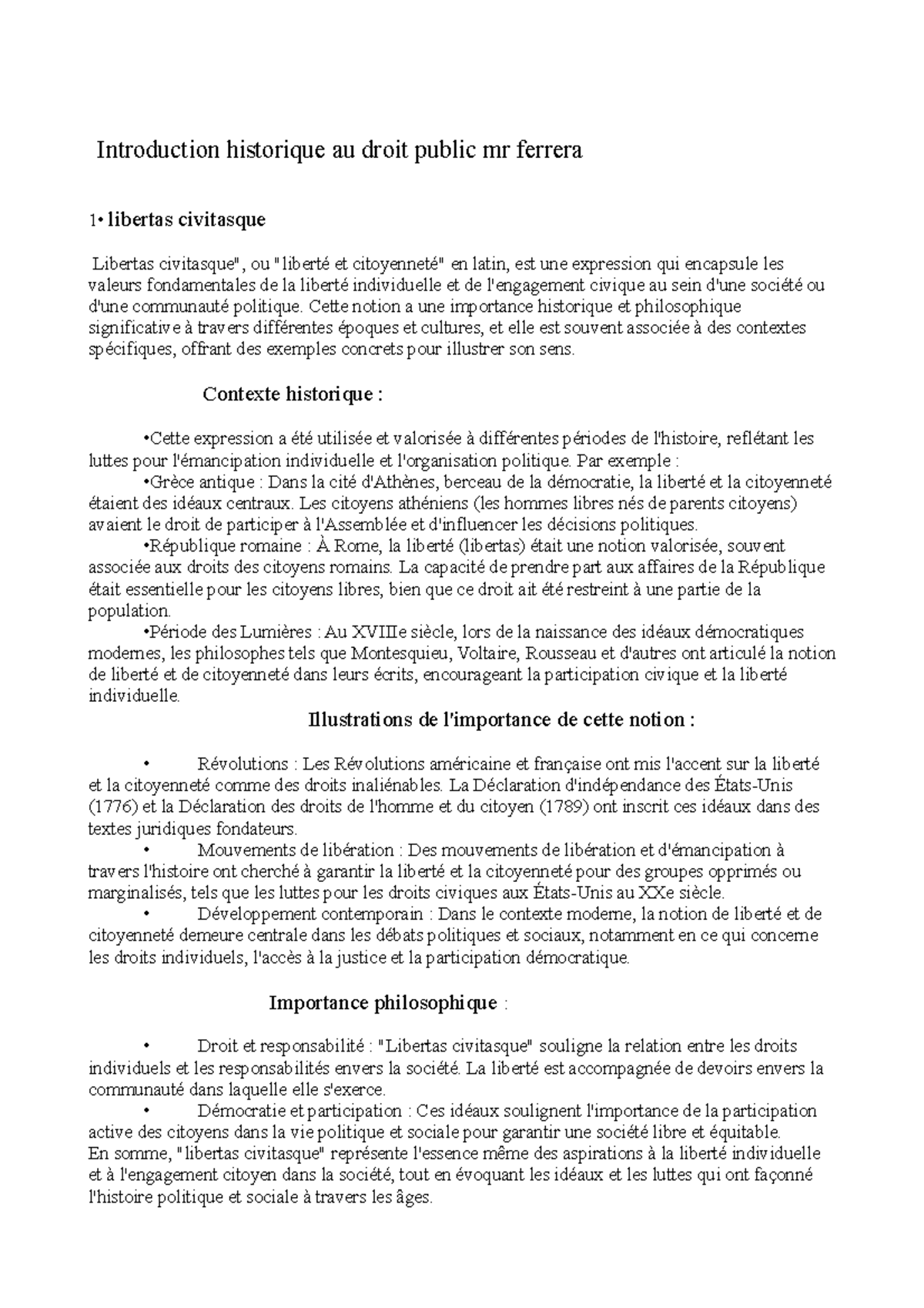 Introduction historique au droit public - Cette notion a une importance historique et ...