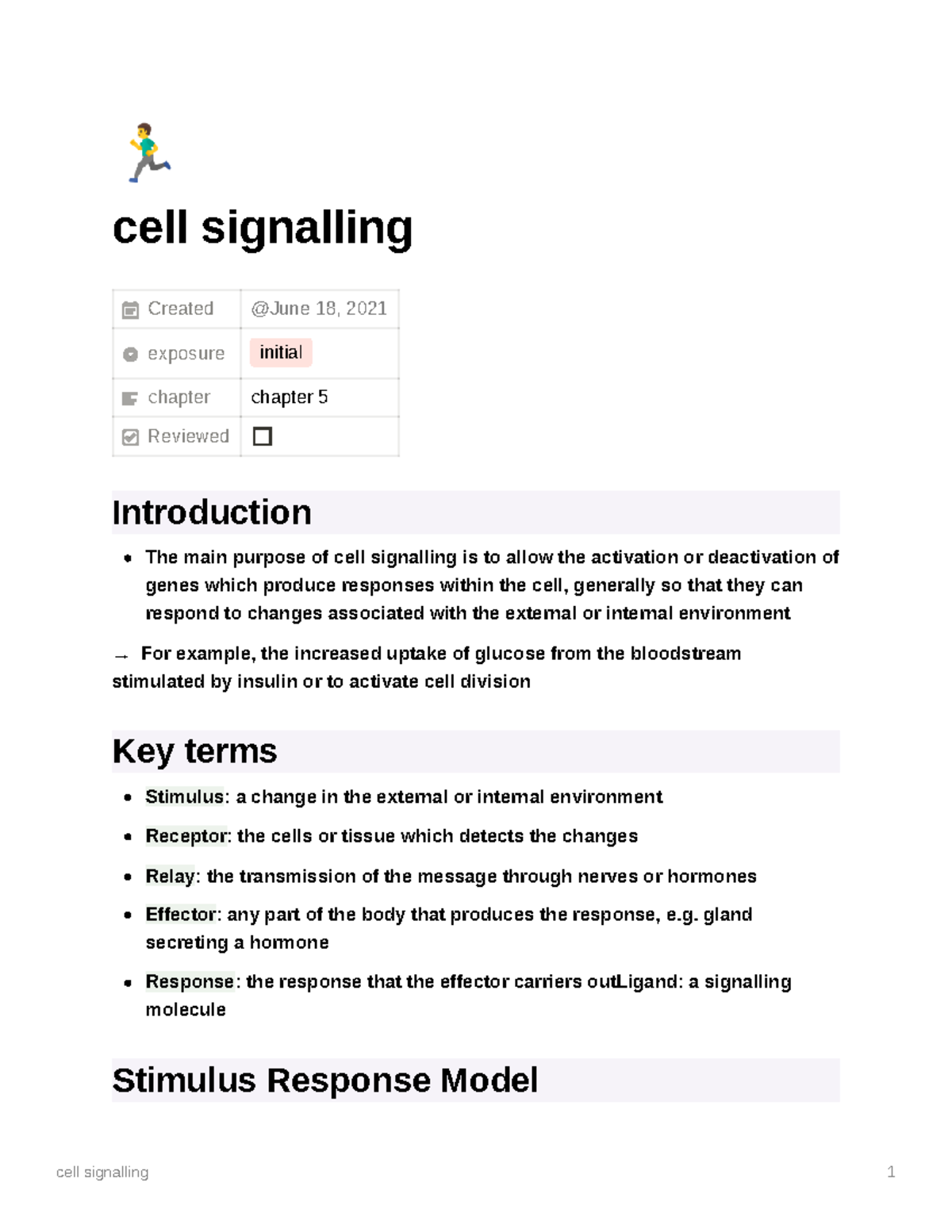 Cell signalling - vce biology unit 3/4 notes - cell signalling Created ...
