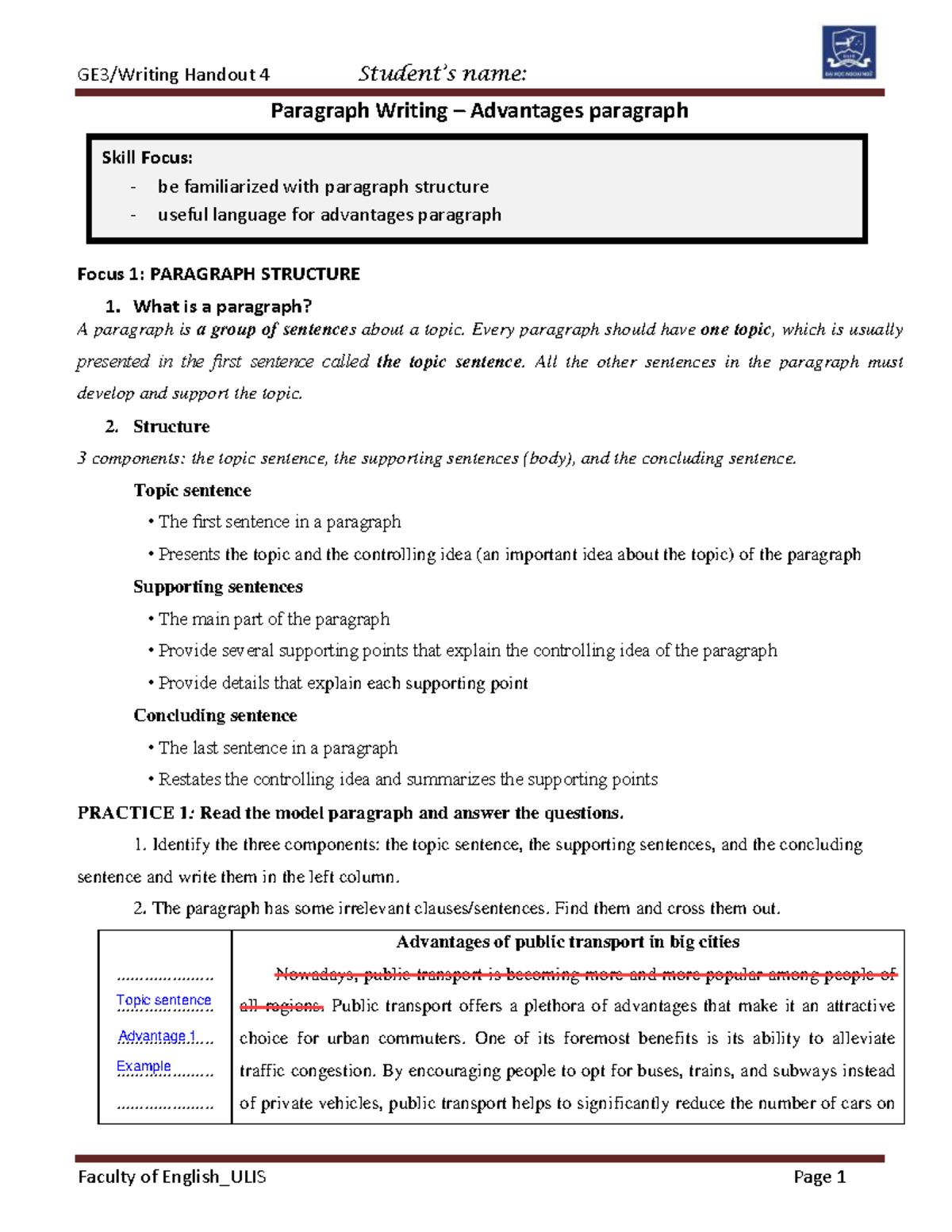 Revised Ad GE3 Writing Handout 4 for Ss - GE3/Writing Handout 4 Student ...