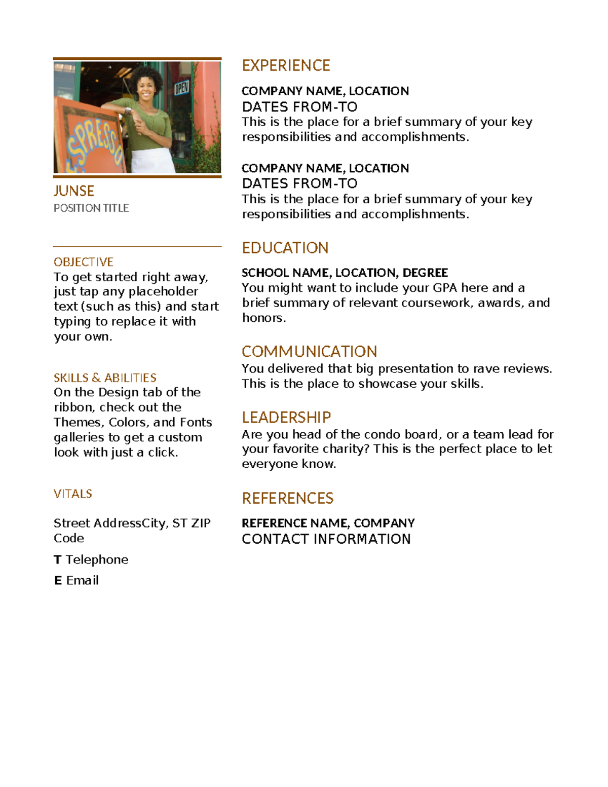Template 3 - Resume - EXPERIENCE COMPANY NAME, LOCATION DATES FROM-TO ...