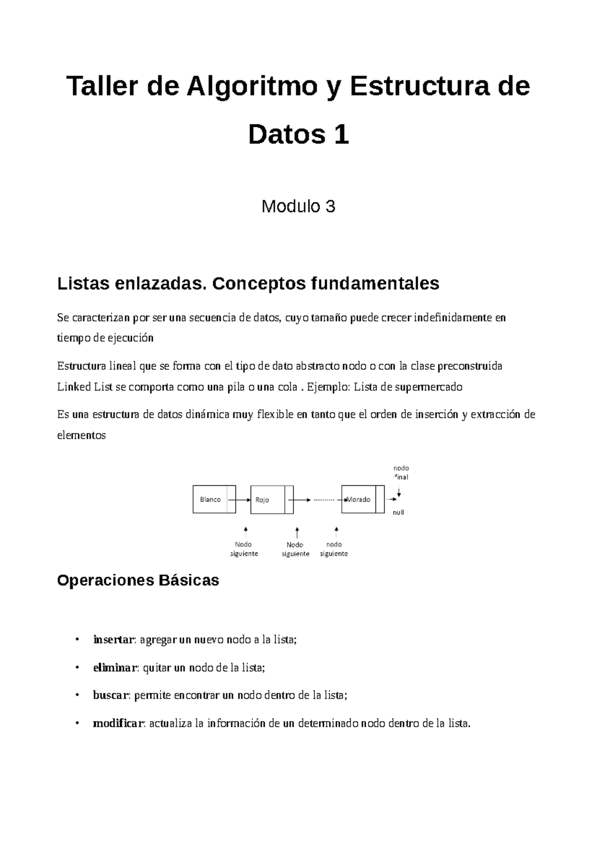 Resumen-Modulo 3-TAED - Taller de Algoritmo y Estructura de Datos 1 ...
