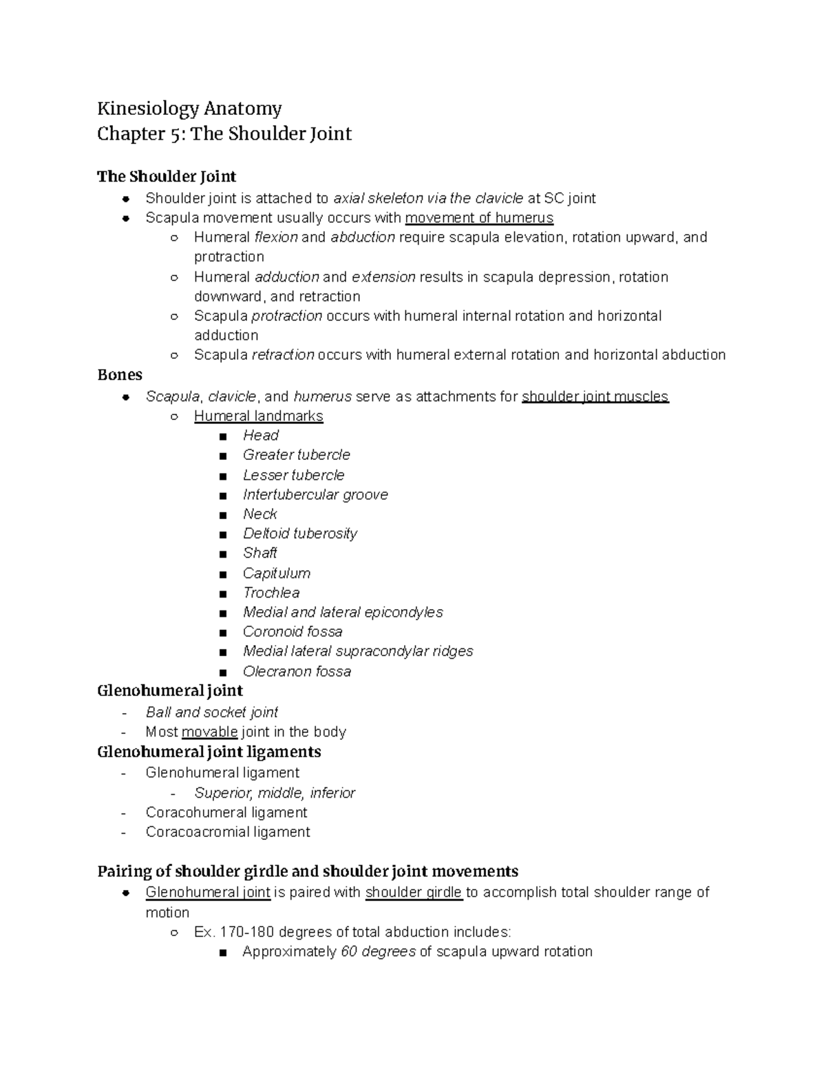 Kinesiology Anatomy - Chapter 5 - Google Docs - Kinesiology Anatomy ...