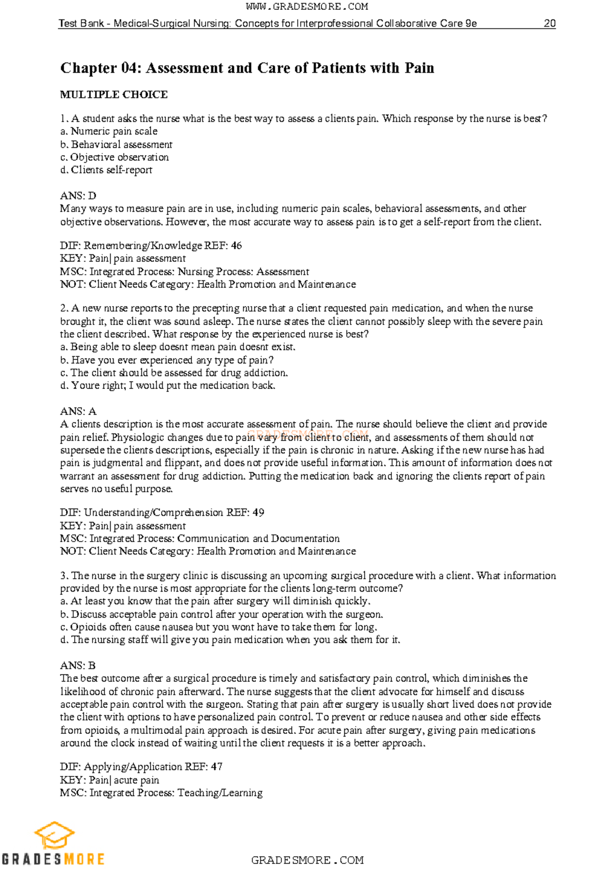9780323461580-TEST-BANK\Chapter 04 Assessment and Care of Patients with ...