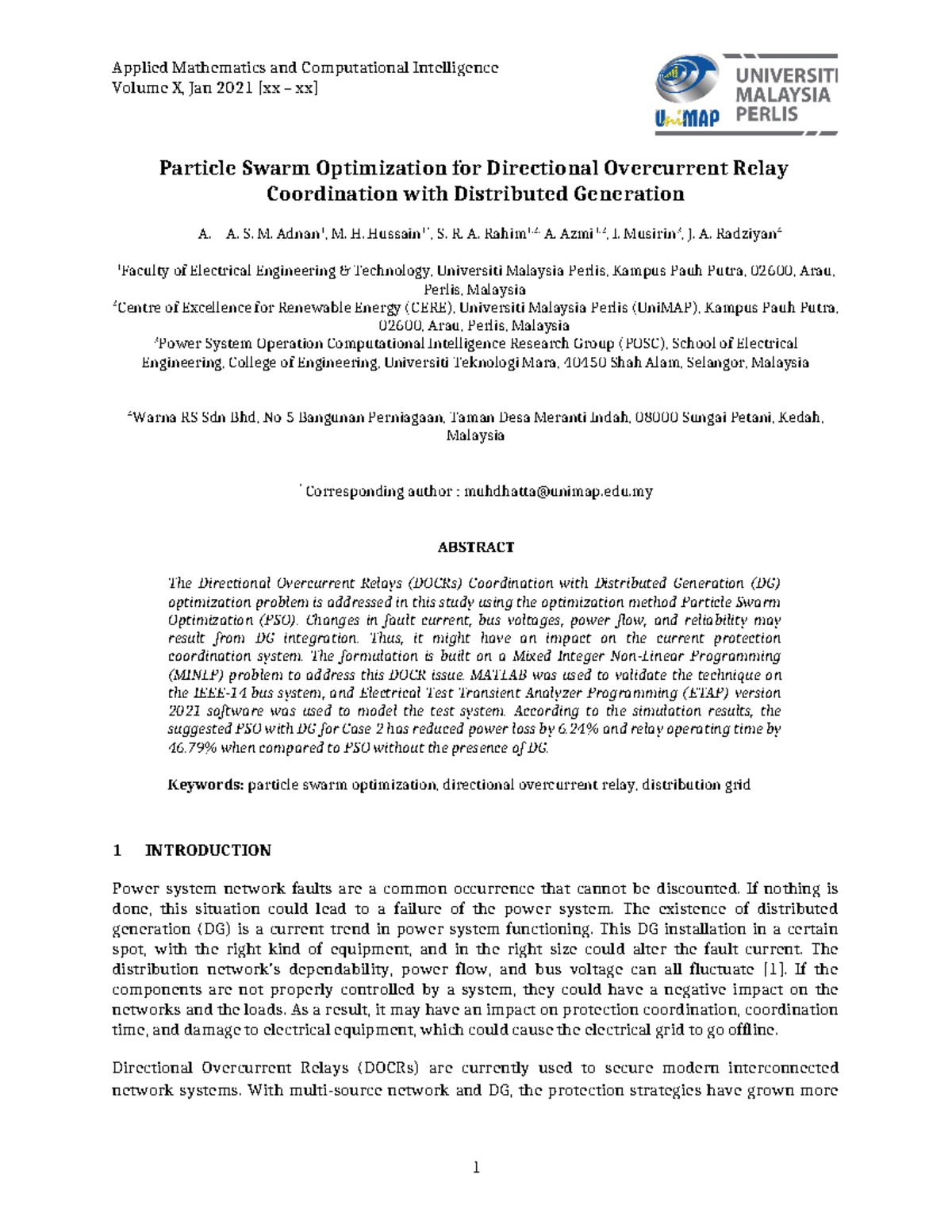 Amci Particle Swarm Opitimization For Directional Overcurrent Relay Coordination With