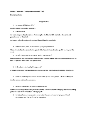 Earned Value Homework Assignment - CM 340: Construction Planning and ...
