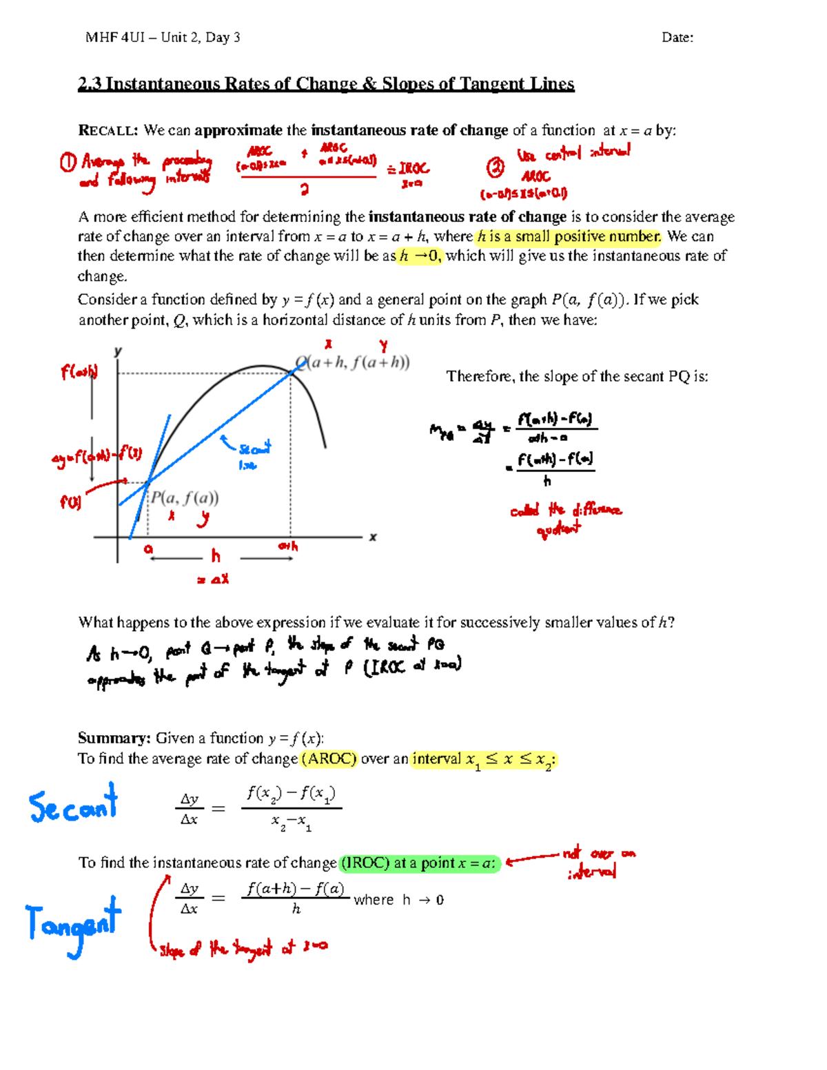 2.3 Instantaneous Rof C Using Graphs - Studocu
