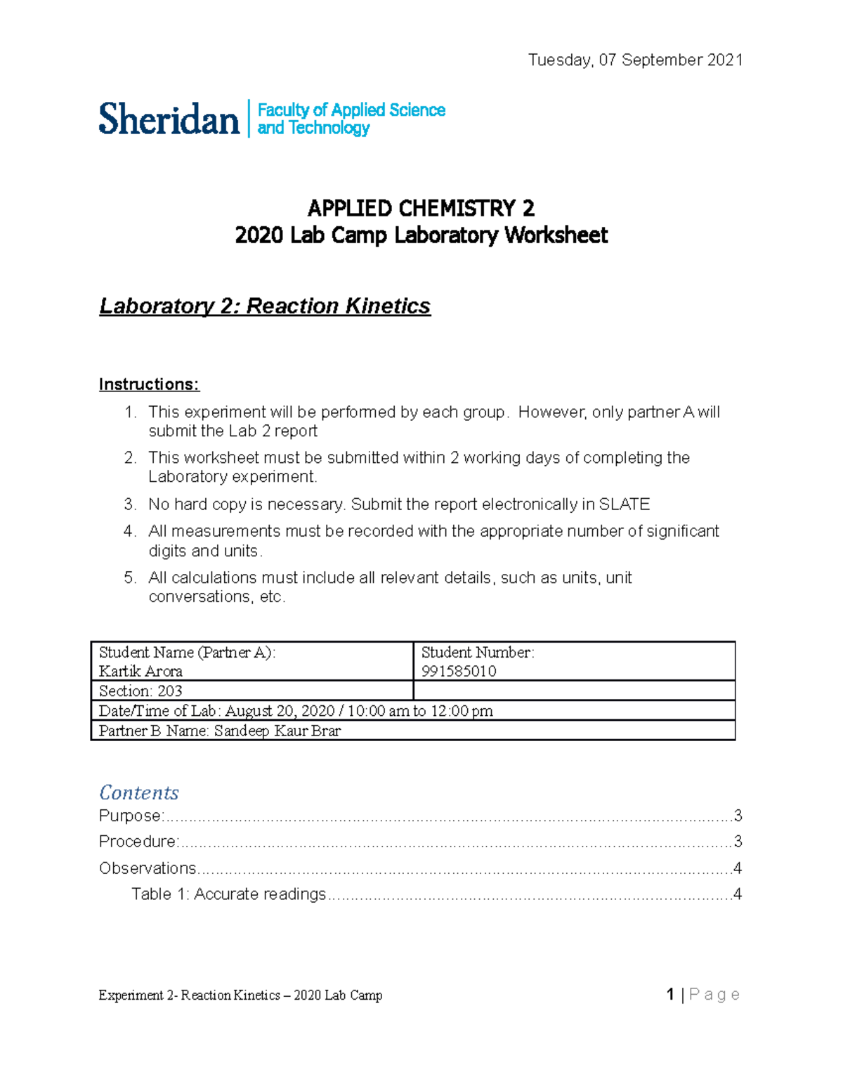 CHEM Lab 2 - lab report very imp - APPLIED CHEMISTRY 2 2020 Lab Camp ...