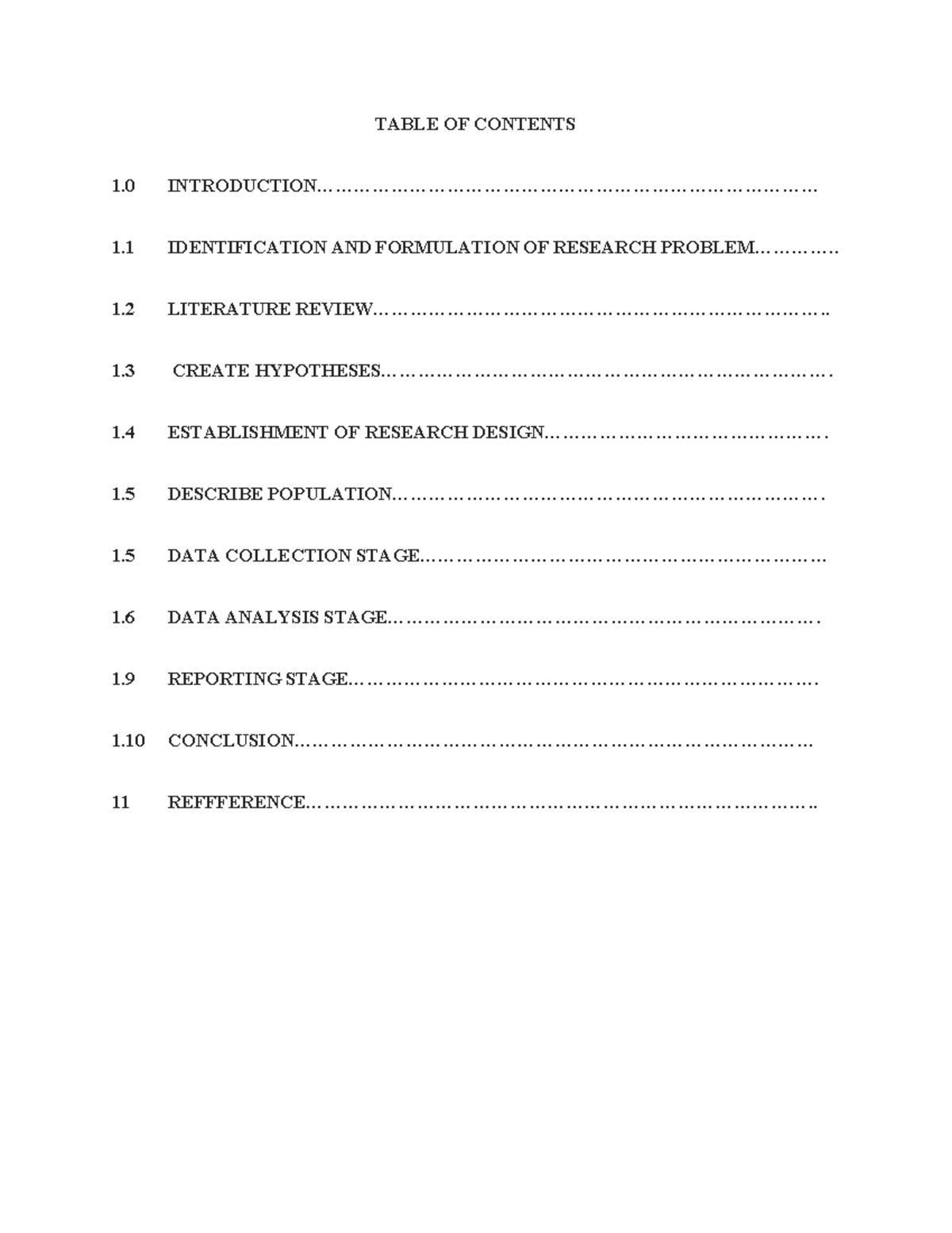 Stages of research - TABLE OF CONTENTS 1 - Studocu