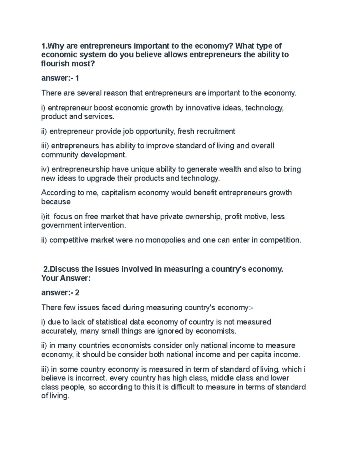 1. assignment - 1 are entrepreneurs important to the economy? What type ...