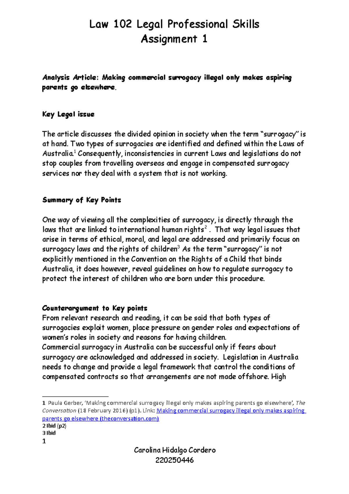 Law 102 Assignment 1 2023 - Law 102 Legal Professional Skills ...
