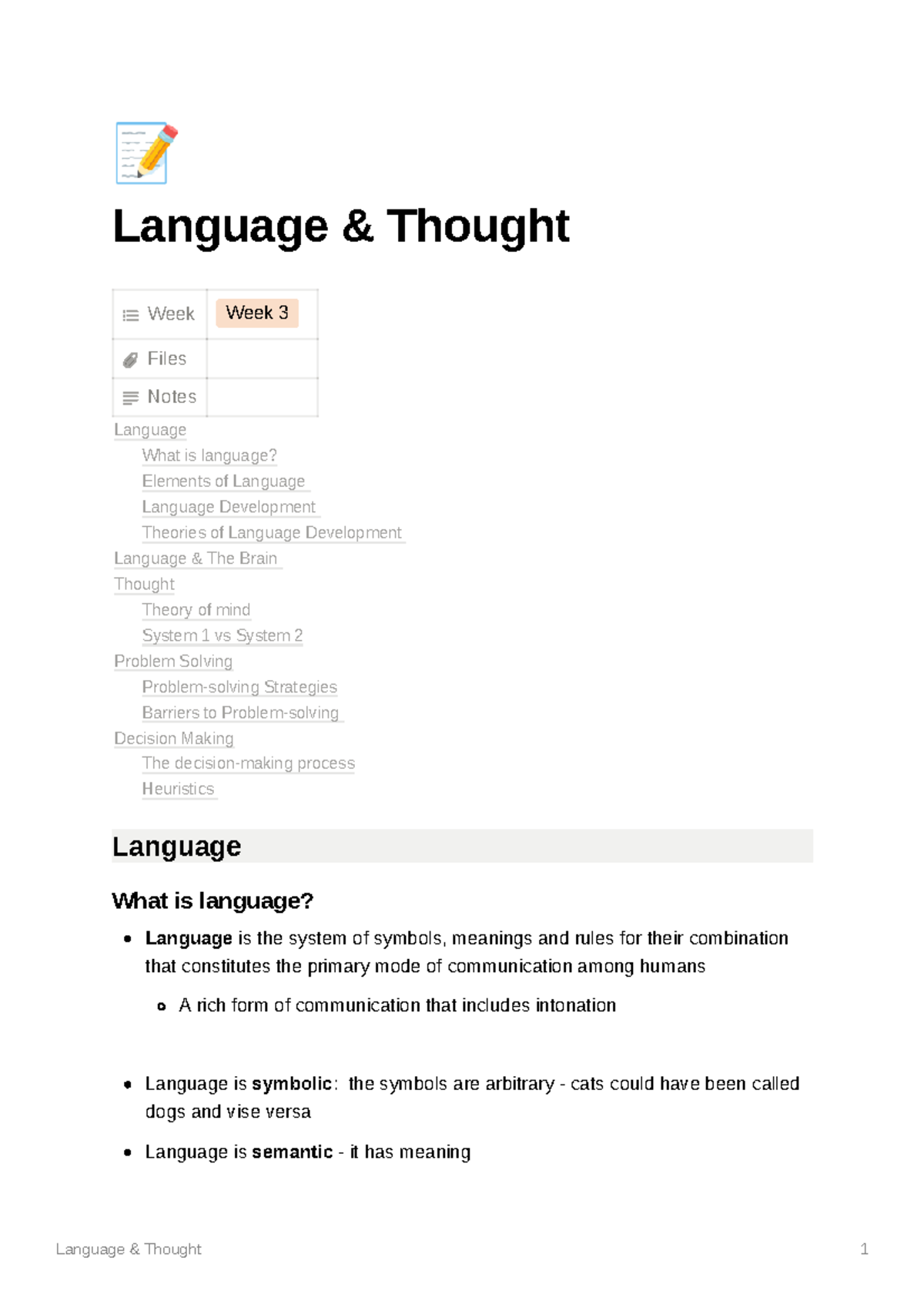 Language And Thought Week 3 Lecture Notes Fop Ë Language And Thought Week Week 3 Files Notes