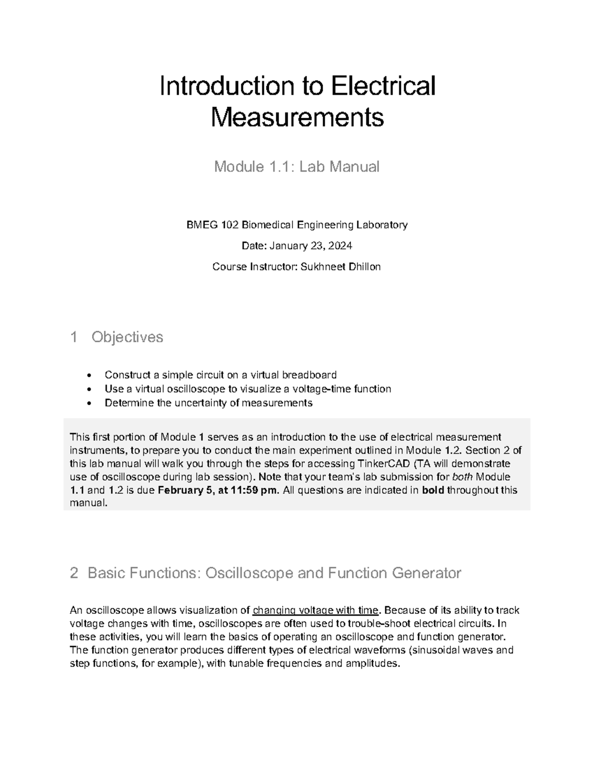 Module 1.1 - Introduction to Electrical Measurements 2024 - Introduction to Electrical ...