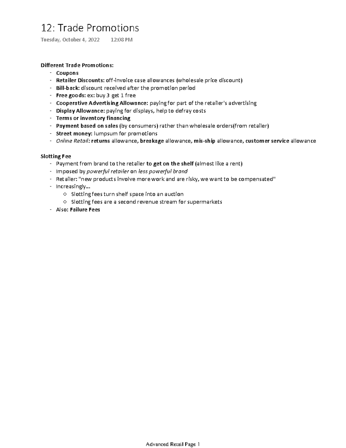 Trade Promotions - .. Slotting fees turn shelf space into an auction ...