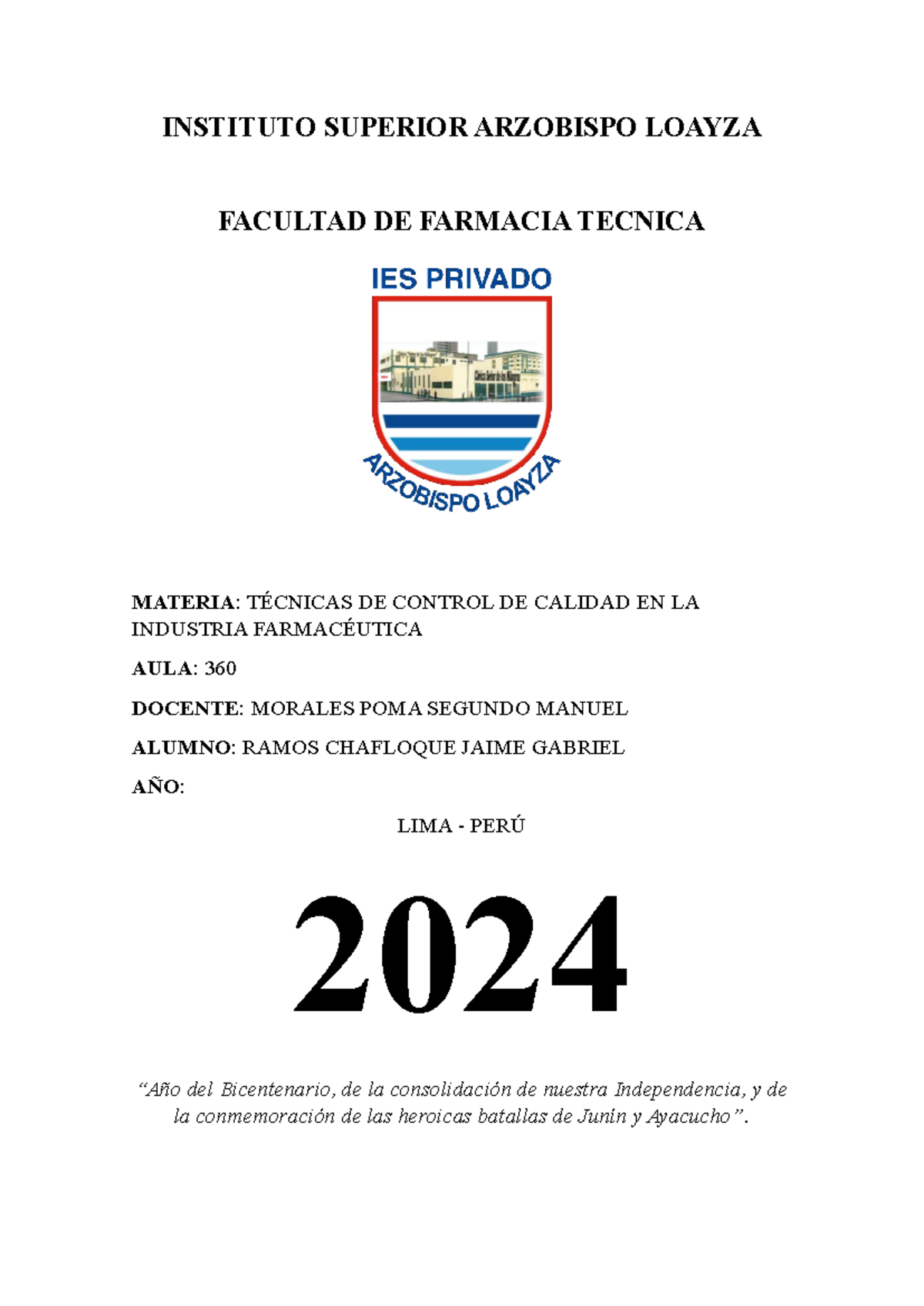Nuevas tecnologías implementadas en la ind. farmacéutica - INSTITUTO ...