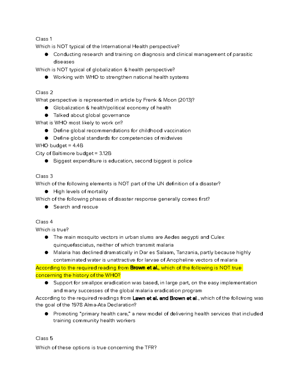 All Lectures - Clicker Questions and Answers - Class 1 Which is NOT ...