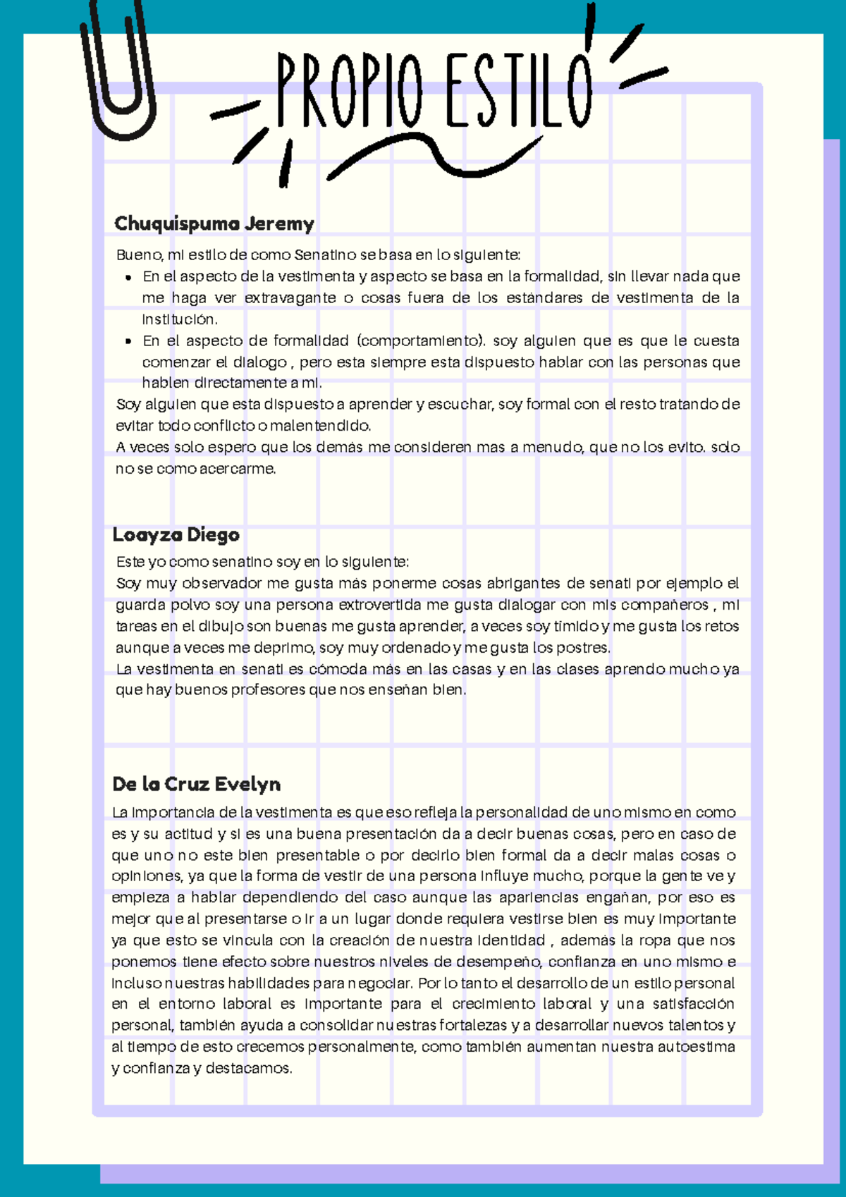 Propio estilo - trabajo grpal de Desarrollo Humano - PROPIO ESTILO ...