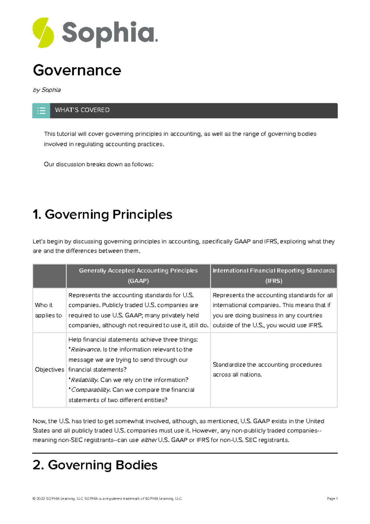 Governance-2 - examples - Governance by Sophia This tutorial will cover ...