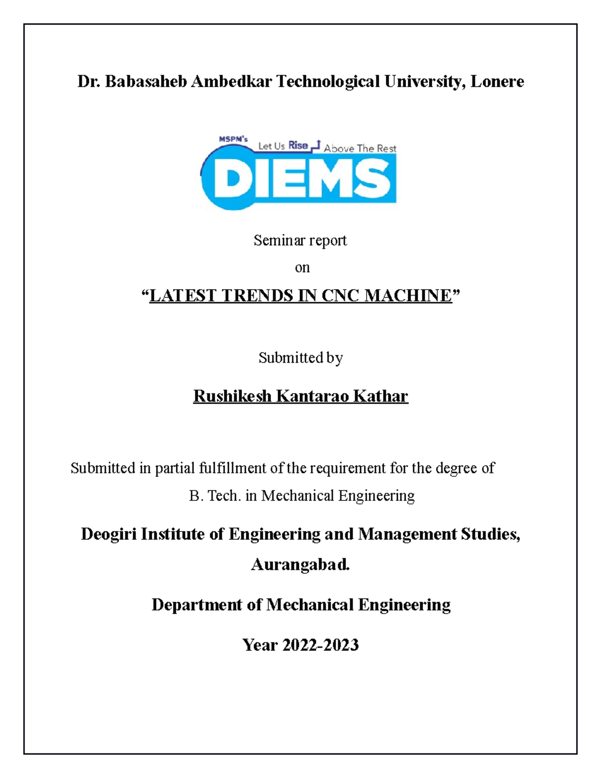 Seminar report 41324 - Dr. Babasaheb Ambedkar Technological University ...