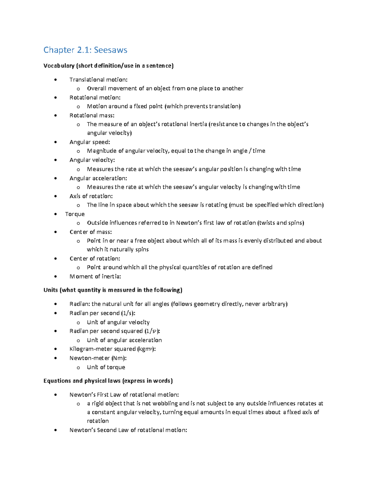 Guided Reading Chapter 2 - Chapter 2: Seesaws Vocabulary (short ...