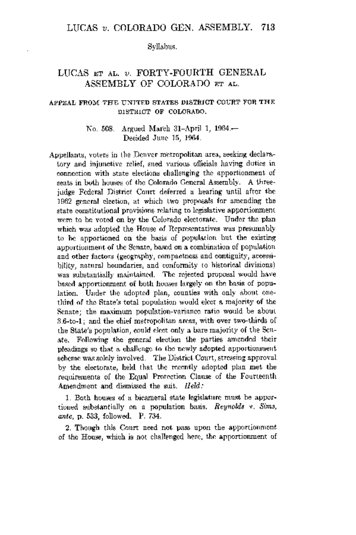 Lucas v. 44th General Assembly of Colorado (1964) - LUCAS v. COLORADO ...