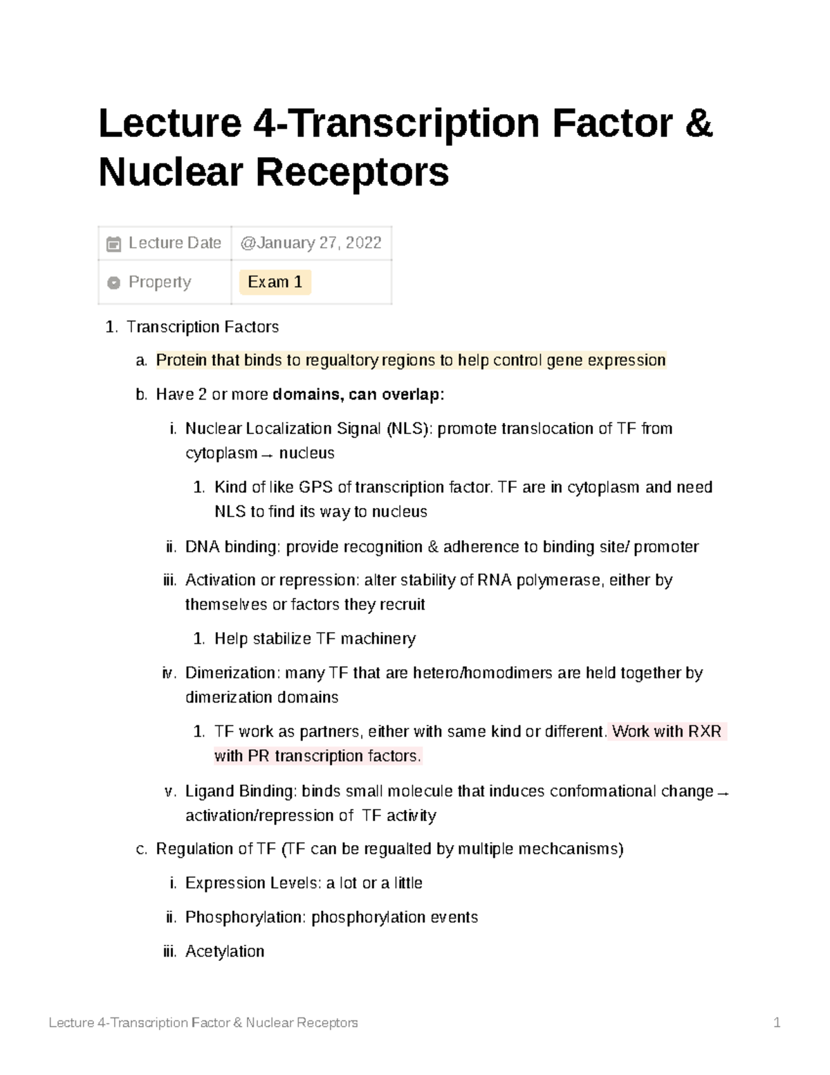 Lecture 4-Transcription Factor Nuclear Receptors - Lecture 4 ...