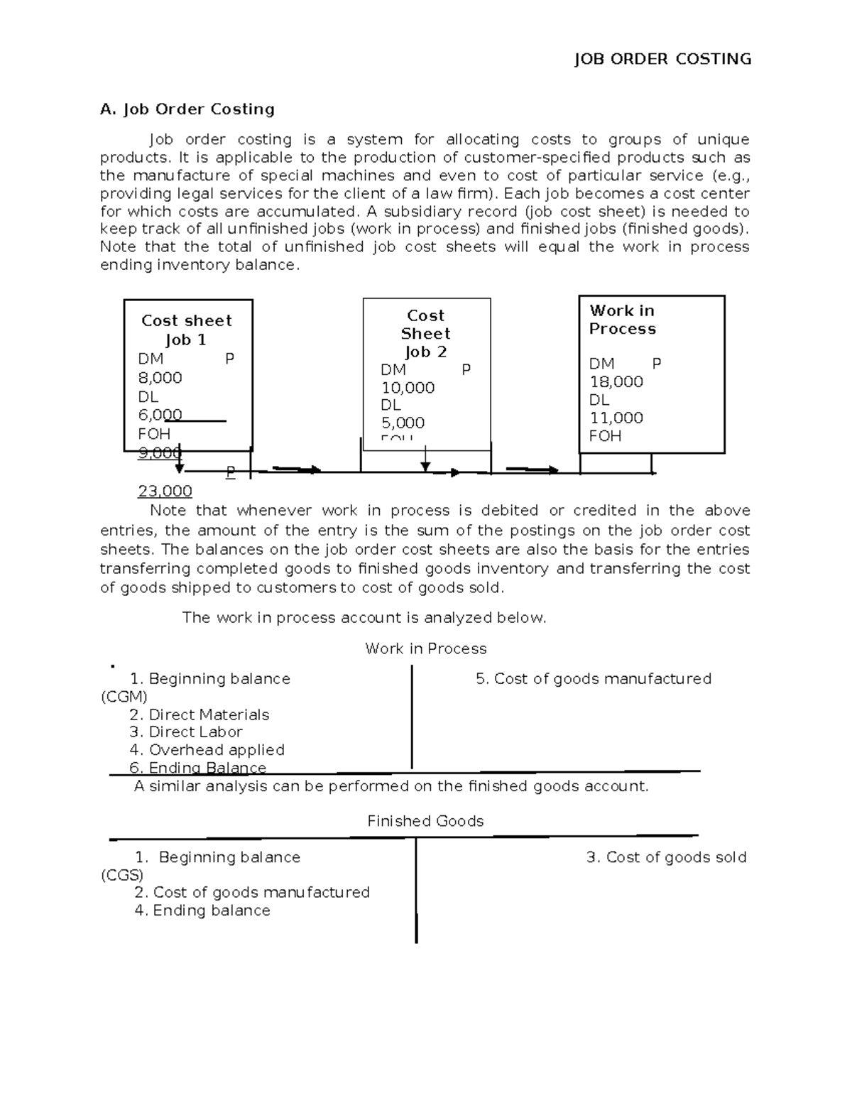 Advanced Financial Accounting & Reporting - A. Job Order Costing Job ...