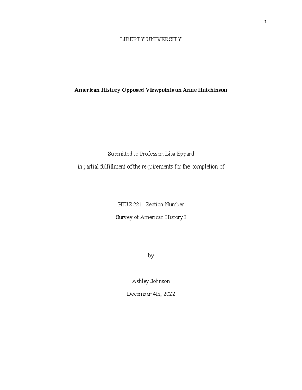 Ashley M. Johnson American HIstory viewpoint research paper - LIBERTY ...