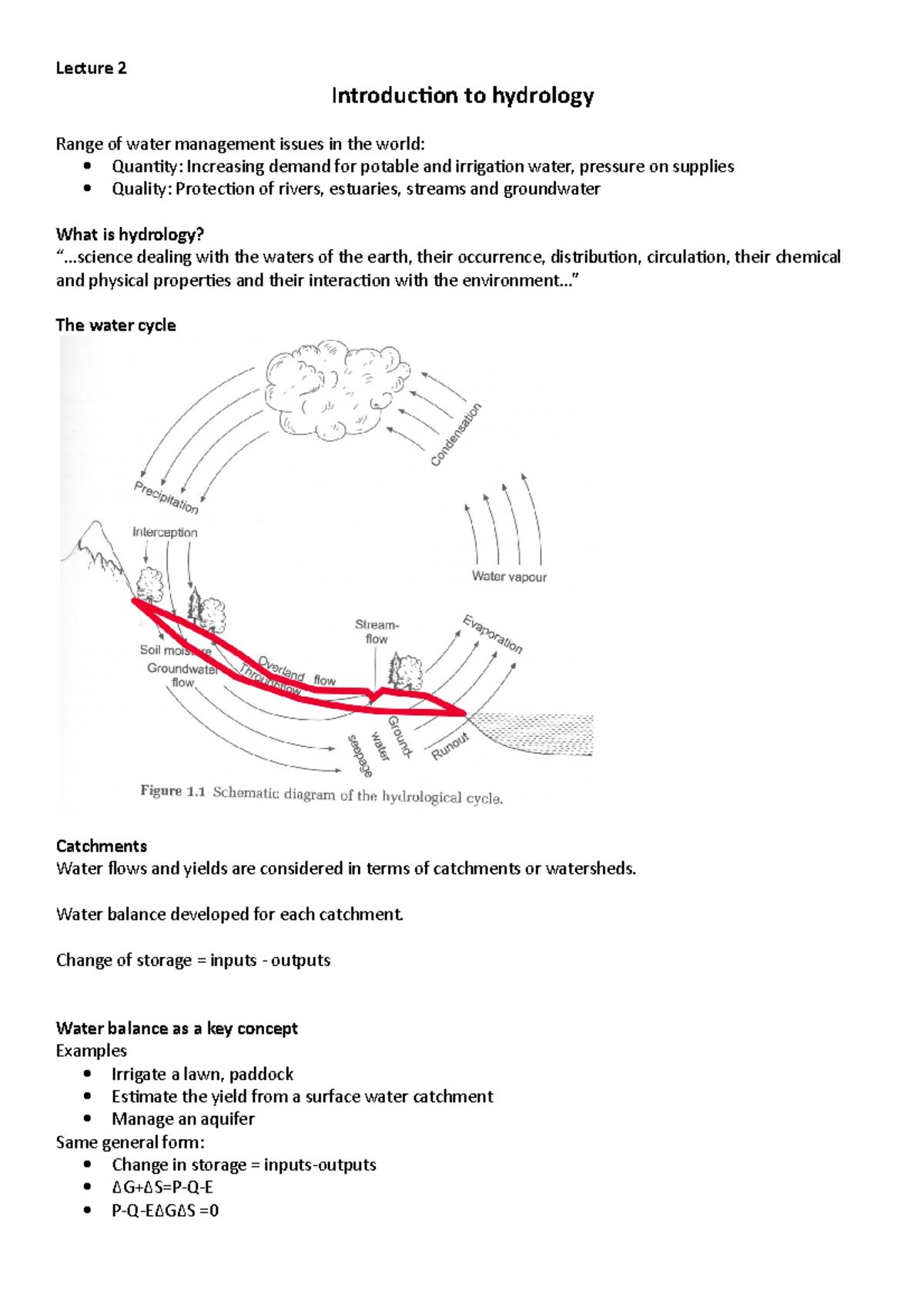 02 Into To Hydrology Lecture 2 Notes Lecture 2 Introduction To Hydrology Range Of Water