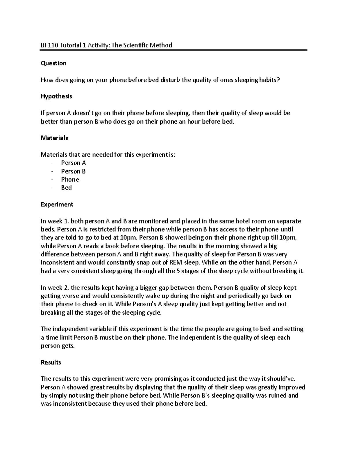 Tutorial 1 - Activity - Materials Materials that are needed for this ...