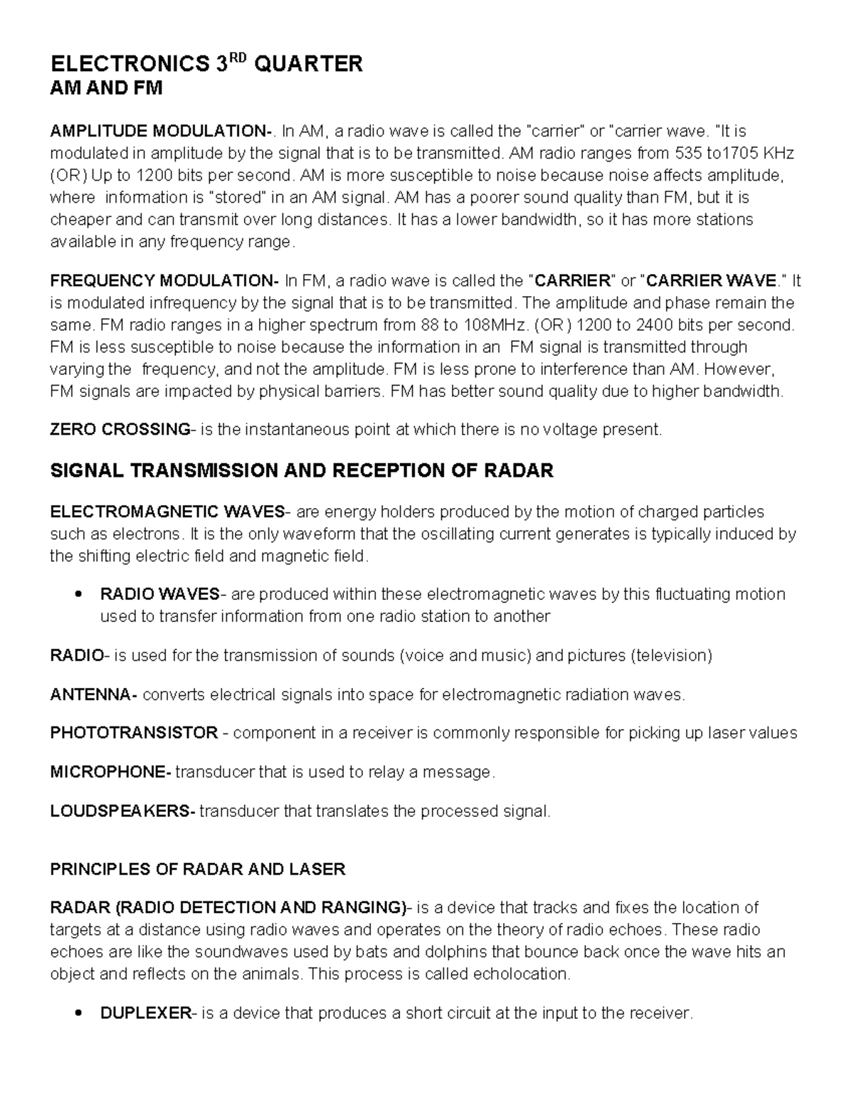 Electronics 3RD Quarter reviewer - ELECTRONICS 3 RD QUARTER AM AND FM ...