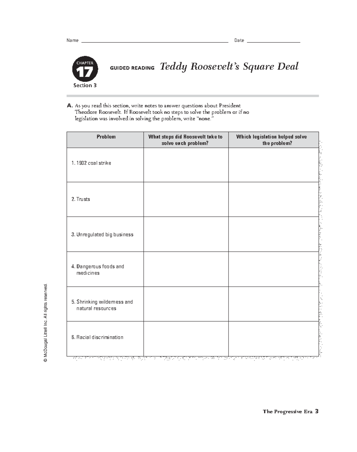 CH17 Progressive Era Teddy Roosevelt Square Deal - The Progressive Era ...