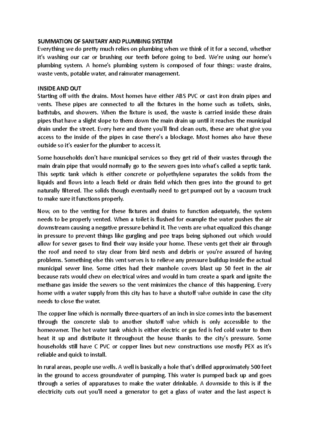 Blog5 - short essay - SUMMATION OF SANITARY AND PLUMBING SYSTEM ...