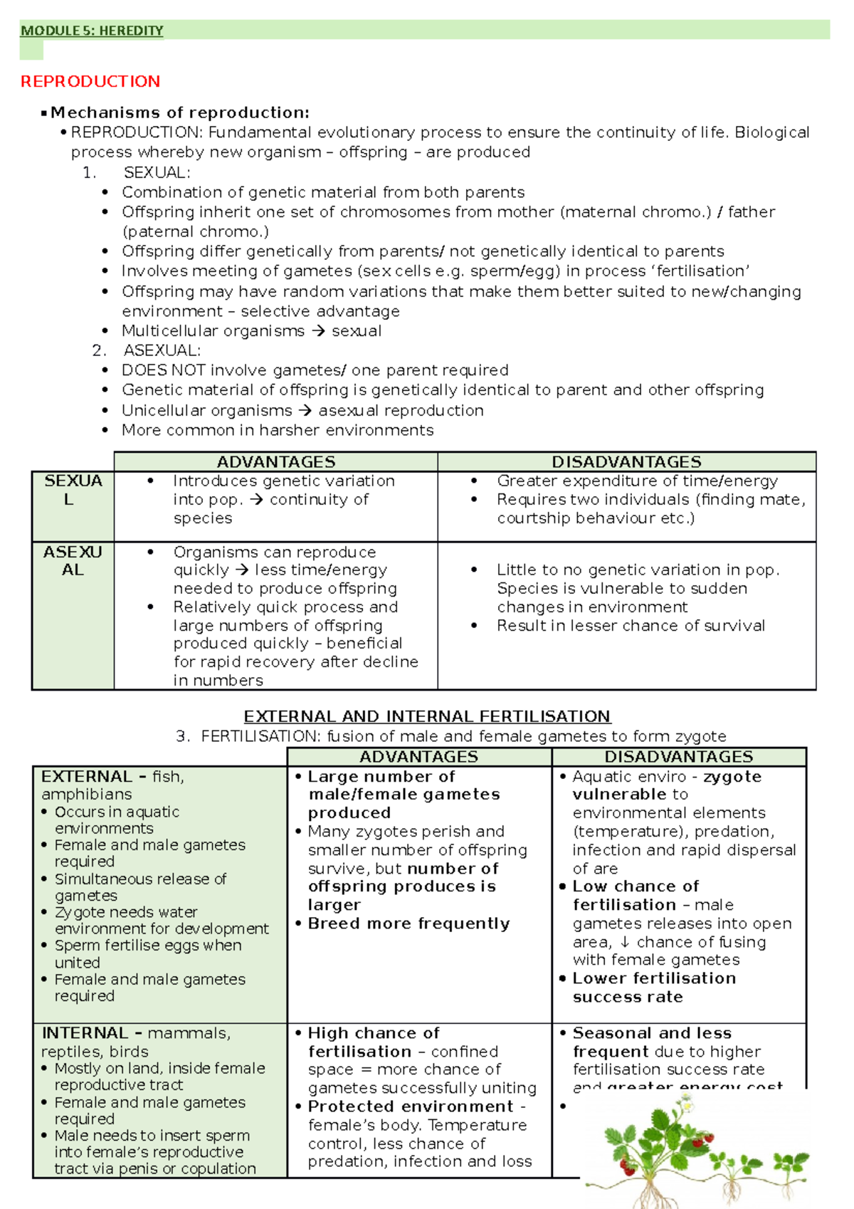 12 - Biology Notes - MODULE 5: HEREDITY g REPRODUCTION Mechanisms of ...