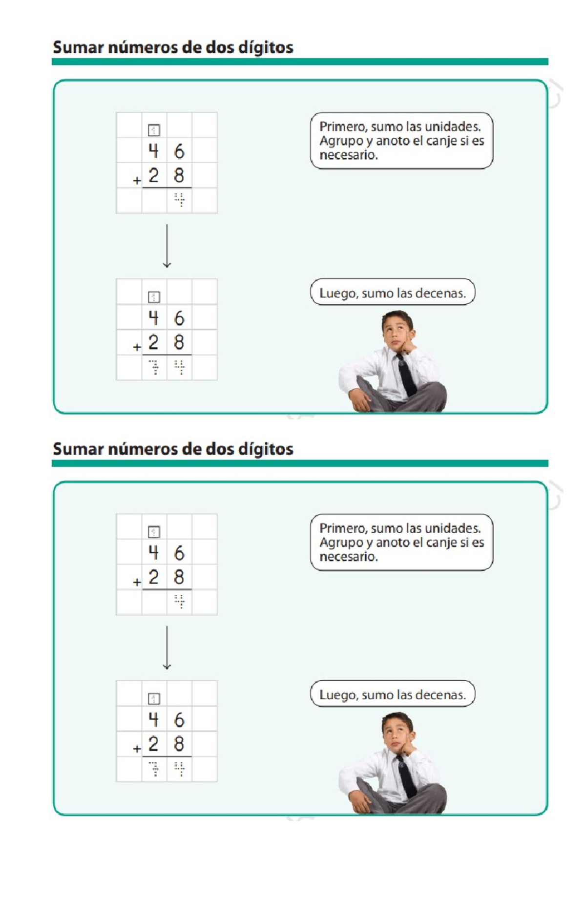 Guia de sumas 3 - Sumar números de dos dígitos 1 Primero, sumo las ...