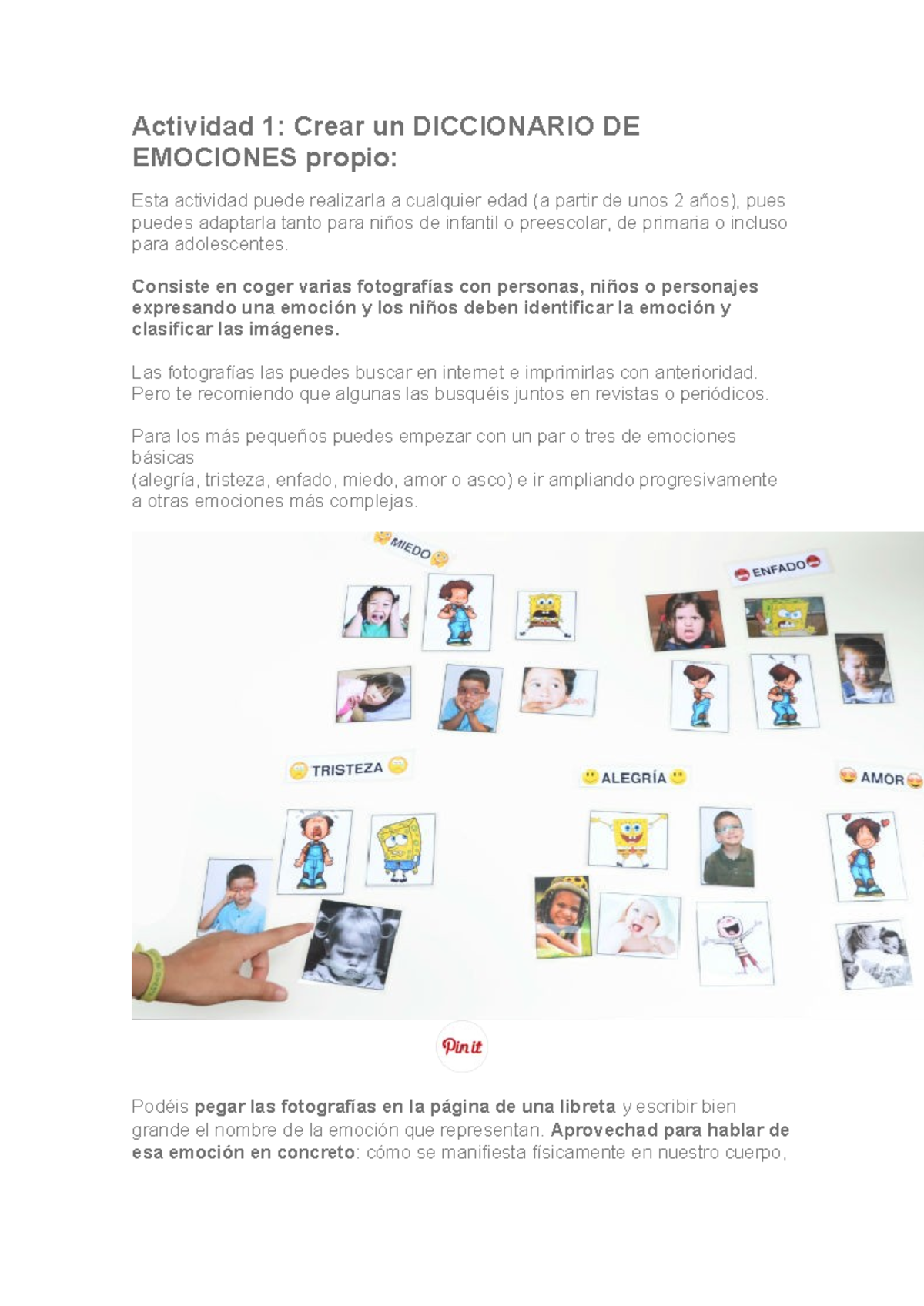 Actividad Emociones - Actividad 1: Crear un DICCIONARIO DE EMOCIONES ...