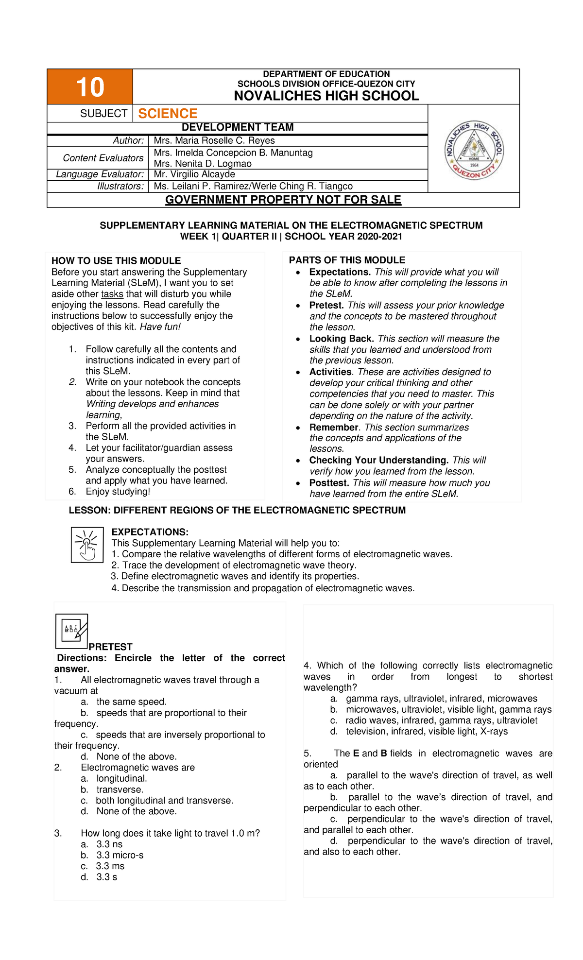 NHS SCI10 SLe M Q2 W1 - Huwnnan - HOW TO USE THIS MODULE Before you ...