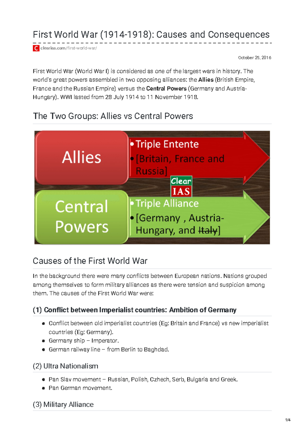 Clearias.com-First World War 1914-1918 Causes and Consequences ...