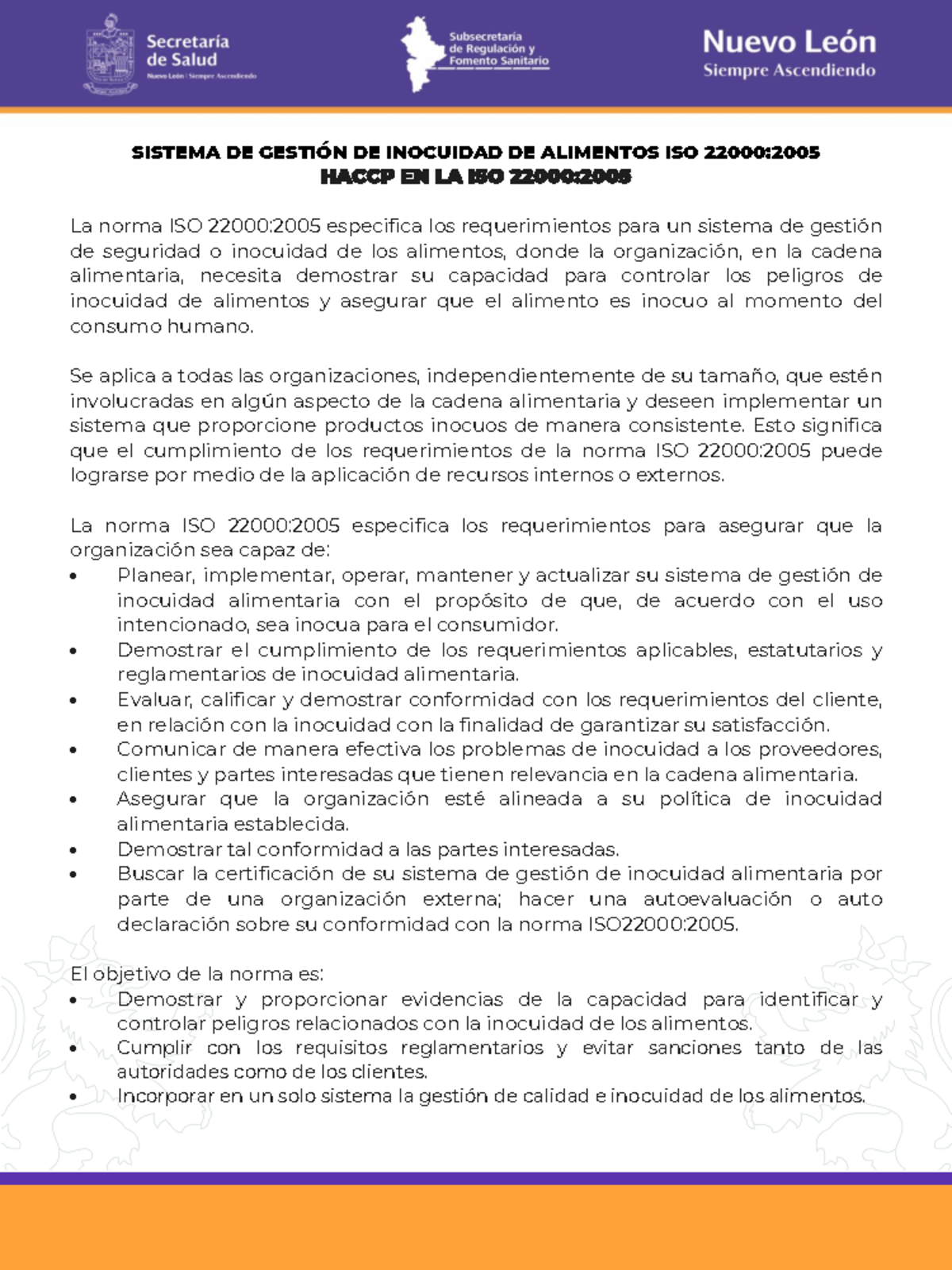 Haccp-ISO - HACCP-ISO - SISTEMA DE GESTIÓN DE INOCUIDAD DE ALIMENTOS ...