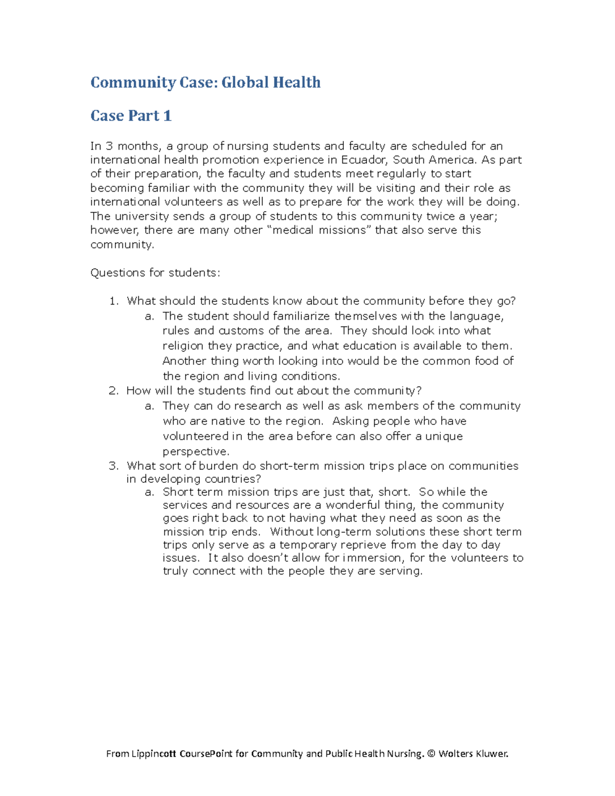 Community Video Module Wk 1 - Community Case: Global Health Case Part 1 ...