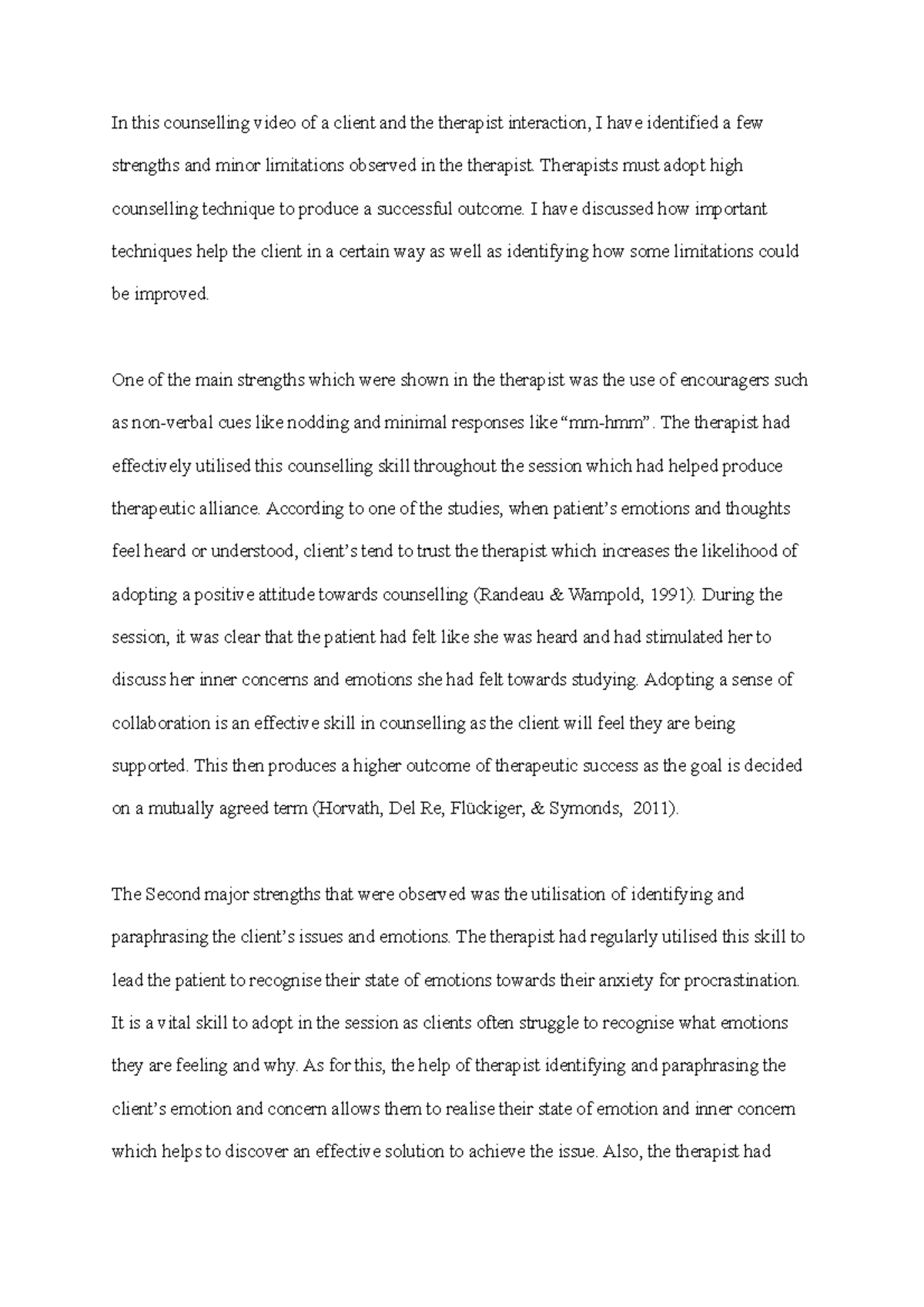 Counselling Critique short essay - In this counselling video of a ...